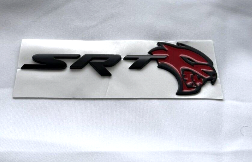 Gloss Black & Red SRT Hellcat Emblem Badge for Challenger/Charger (2017 ...