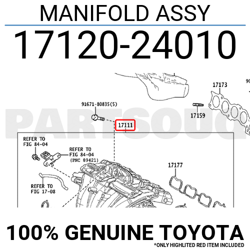 1712024010 Genuine Toyota MANIFOLD ASSY 17120-24010 | eBay