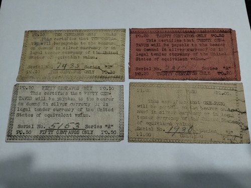 COMMONWEALTH PHILIPPINES EMERGENCY GUERRILLA NOTES CURRENCY S121 S122 ...