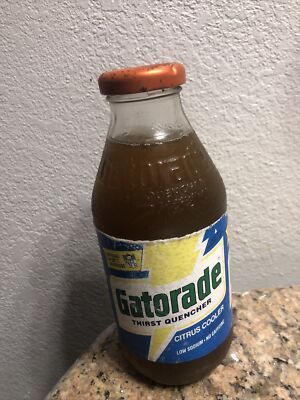 VINTAGE 1980’S FULL GATORADE GLASS BOTTLE CITRUS 16OZ SEALED NFL RARE ...