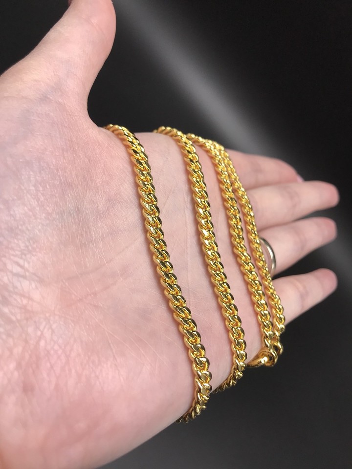 Beautiful Pure 24k Solid Gold Cuban Link Chain 75 Gram 22 Inches 5mm ...