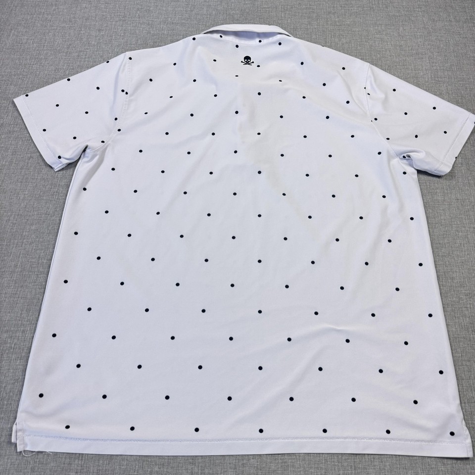 G/FORE Polka Dot Golf Polo Shirt Mens XL White Short Sleeve Performance ...