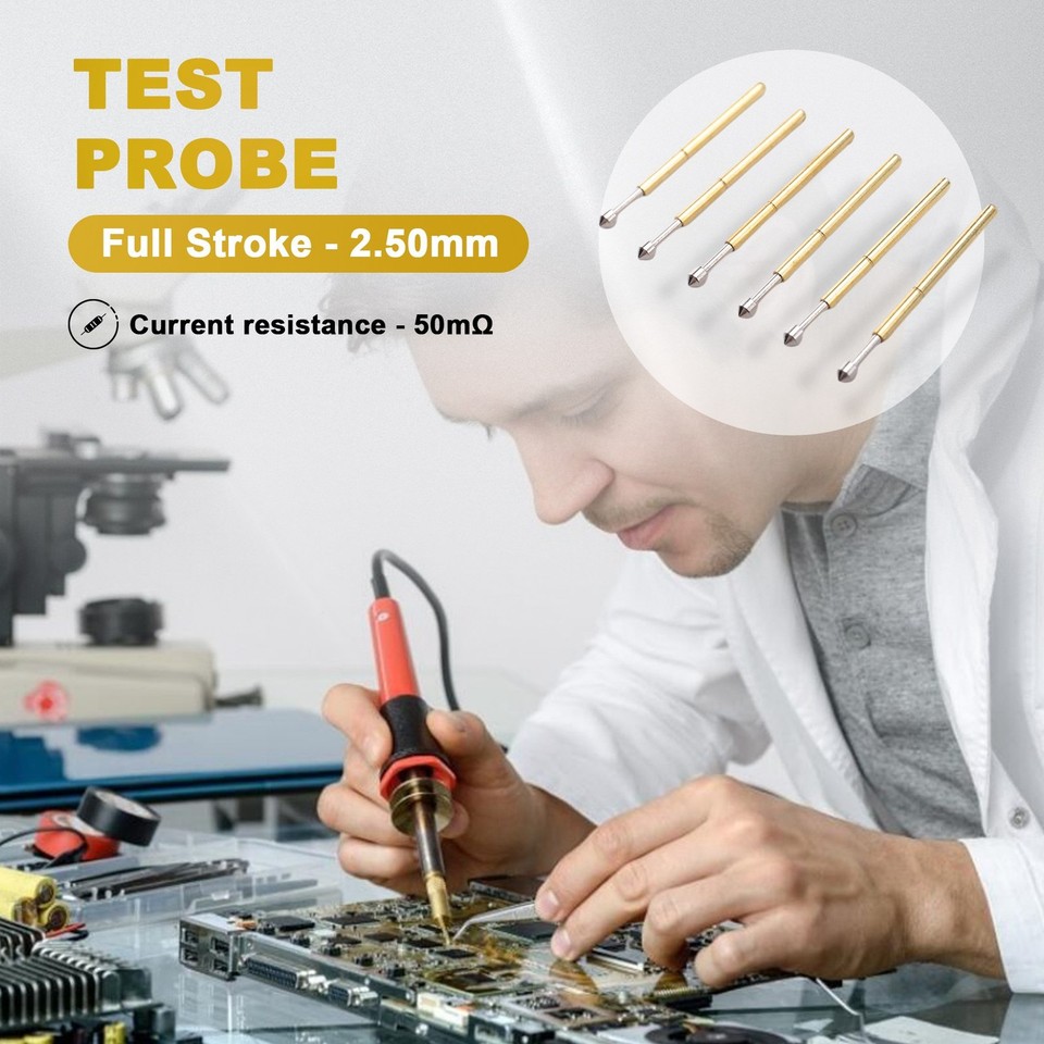 100Pcs P75-E2 Spring Test Probe Pogo Pin 1.3Mm Conical Head 1.0Mm ...