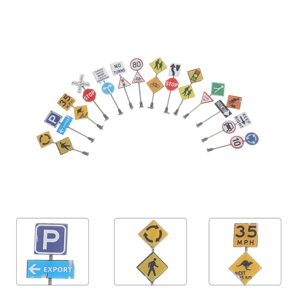 28 Pcs Kids Miniature Traffic Signs Playthings Traffic Road Signs Home ...