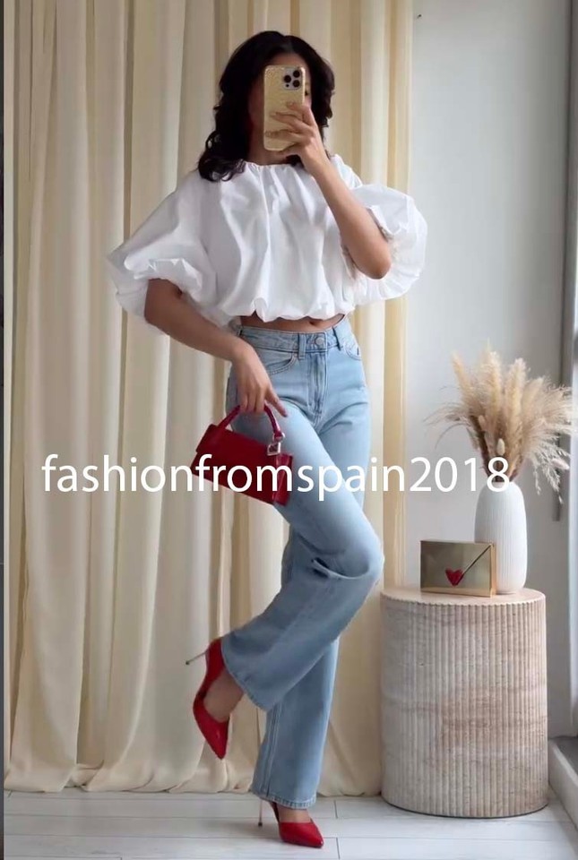 ZARA NEW WOMAN BALLOON POPLIN TOP WHITE XS-XL 5029/067/250 | eBay