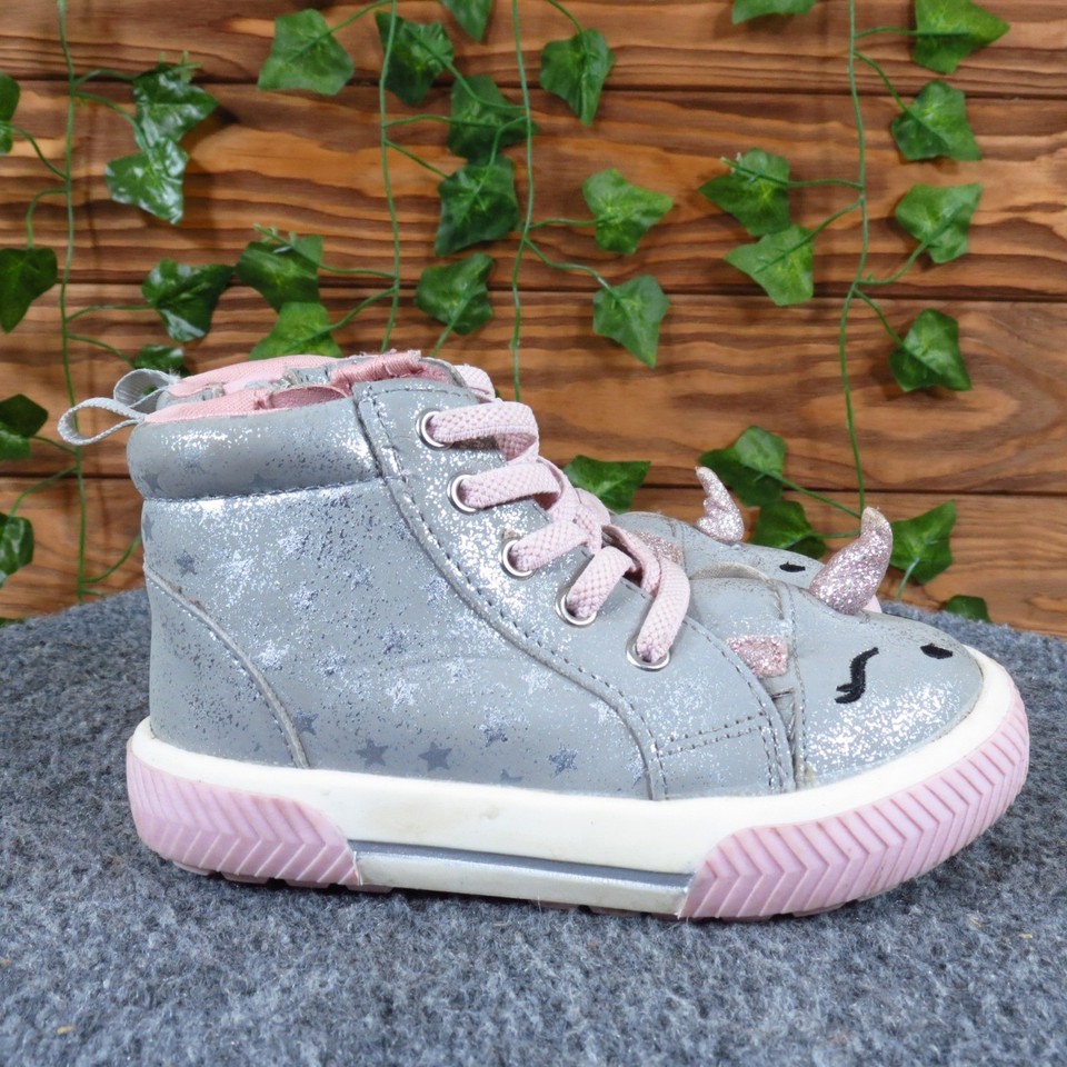 Wonder Nation Toddler Girl Size 7 Gray Pink Synthetic Unicorn High Top ...