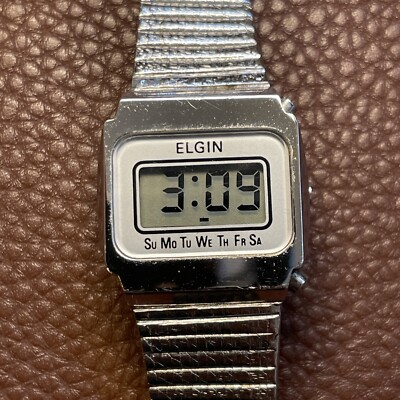 1970's Men's Rare ELGIN Day Date Stainless Steel Digital Watch New ...
