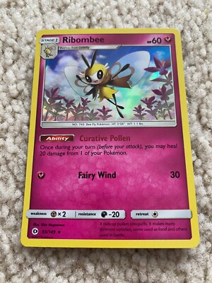 Ribombee #93/149 Sun & Moon Pokemon Reverse Holo Rare Card MINT NICE ...