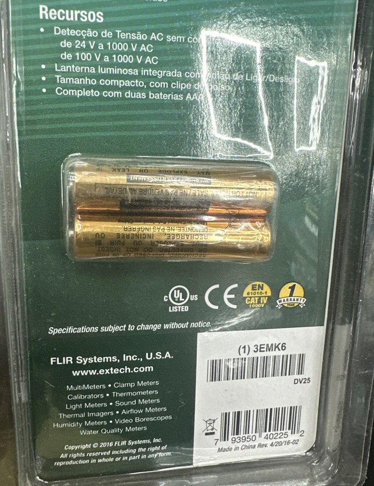 Extech DV25 Dual AC Voltage Detector - 1000V, Light & Sound Alarm | eBay