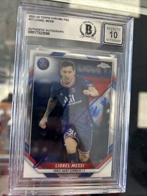 2021 Topps Chrome #17 Lionel Messi Auto Autograph #61/89 Beckett 10 ...