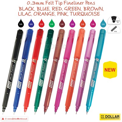 FINELINER MULTICOLOUR PENS - 0.3mm Fine Felt Tip Fineliner Pens - Pack ...