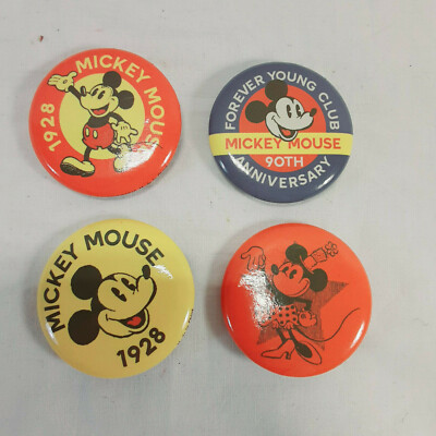 Lot of Four 4 Vintage DISNEY MICKEY MINNIE MOUSE PIN BACK BUTTONS ...