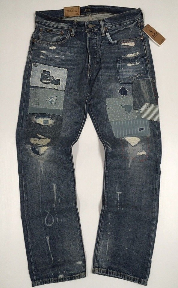Polo Ralph Lauren Patchwork Repaired Distressed Ripped Shredded Artist ...