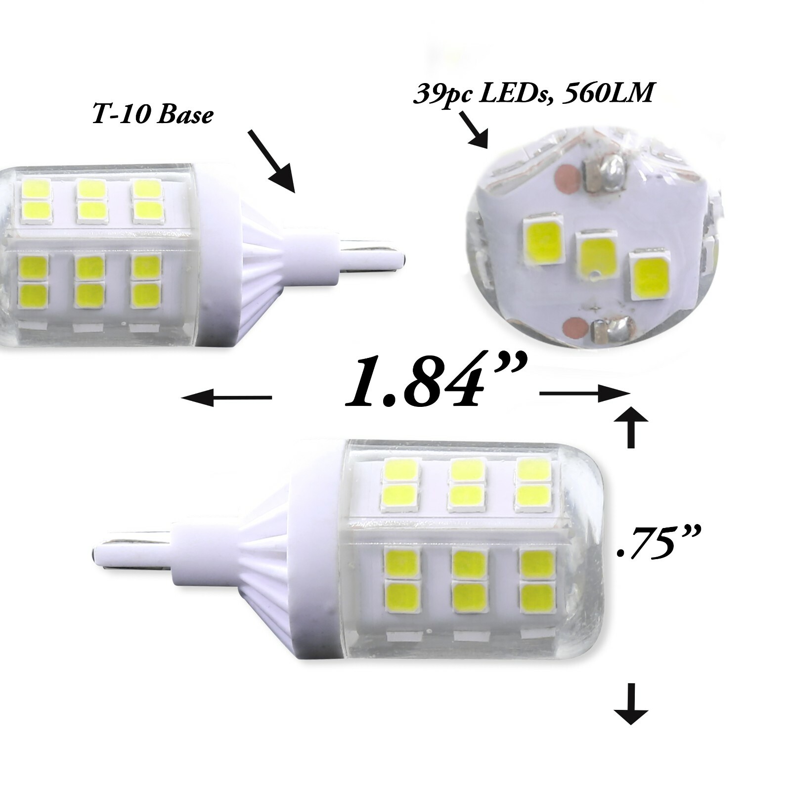 2 Leisure 39 LED RV Trailer Replacement interior Light Bulb T10/194 ...