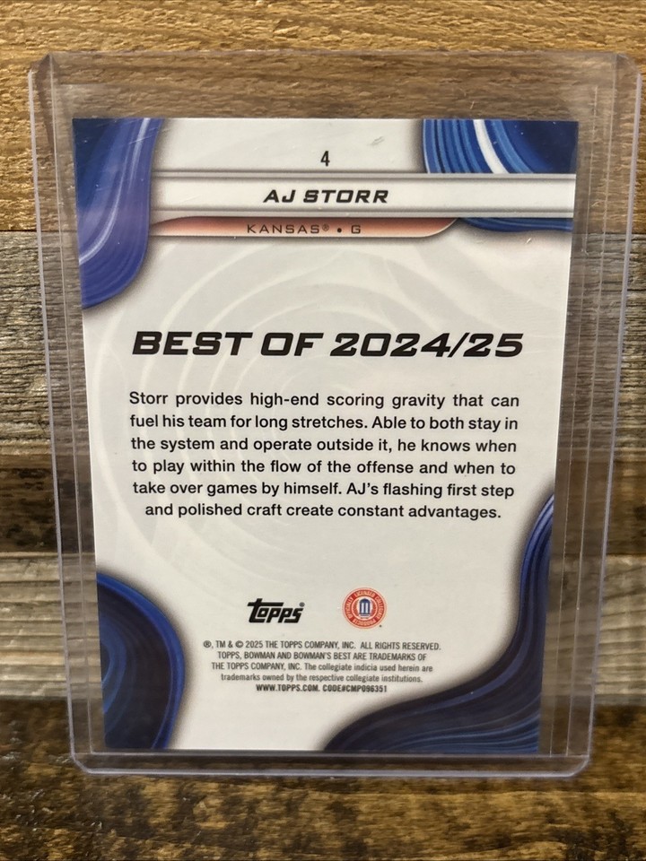2024-25 Bowman U Best Orange Mini-Diamond Refractor /25 AJ Storr #4 | eBay