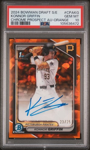 2024 BOWMAN DRAFT SAPPHIRE ORANGE #CPAKG KONNOR GRIFFIN ROOKIE AUTO /25 ...