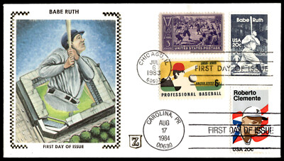 1983 Babe Ruth FDC 50th Anniversary All-Star Game Z Silk Cachet-Stamp ...