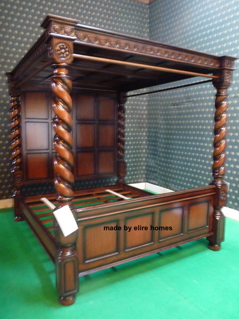 BESPOKE 6' Super King Mahogany Four poster twisted canopy Tudor Canopy ...