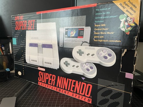 SNES Nintendo Super NES Console Super Set w/ Box & Super Mario World ...