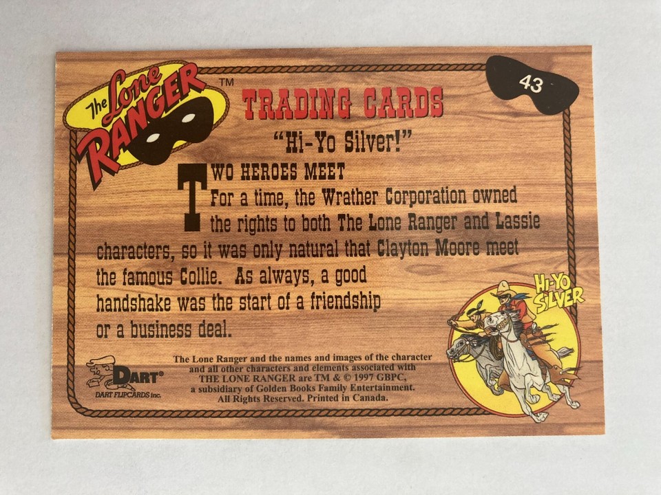The Lone Ranger Trading card #43 1997 Dart Two Hereos meet B15 | eBay
