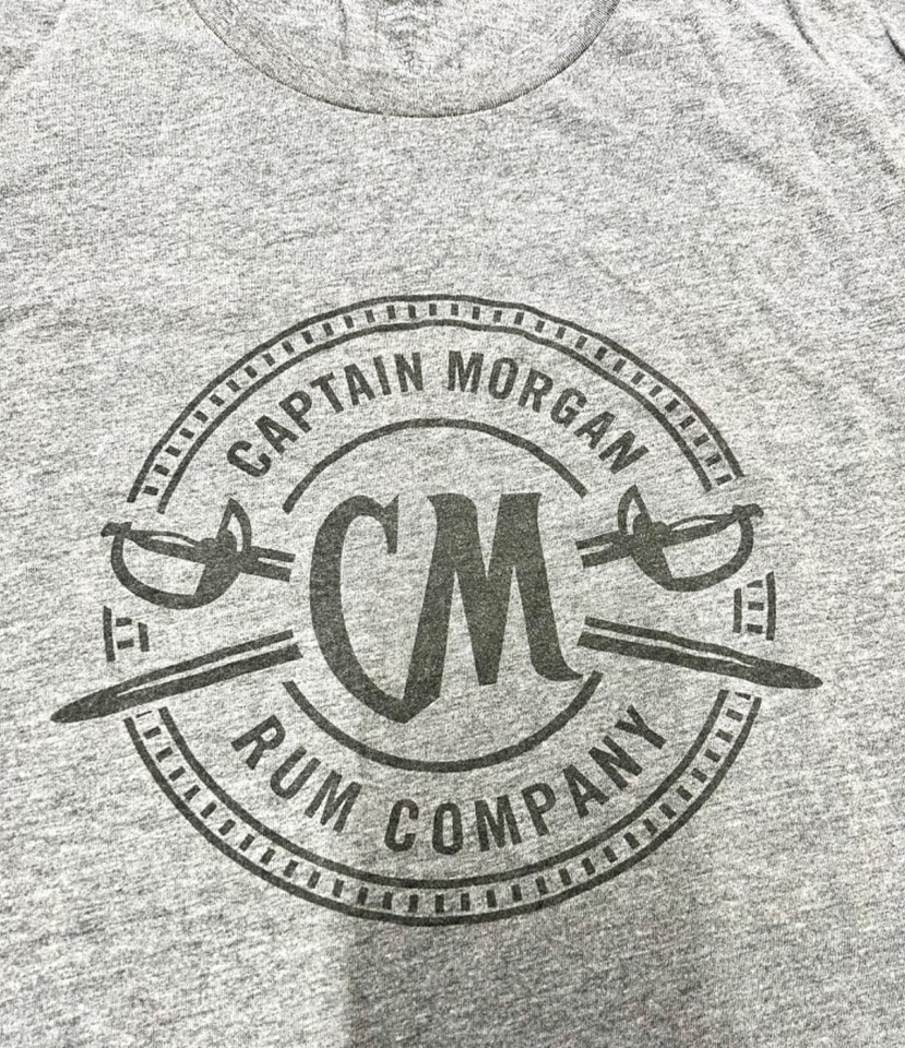 Captain Morgan Original Spiced Rum Cutlass Sword Grey T-shirt, XL Tee ...
