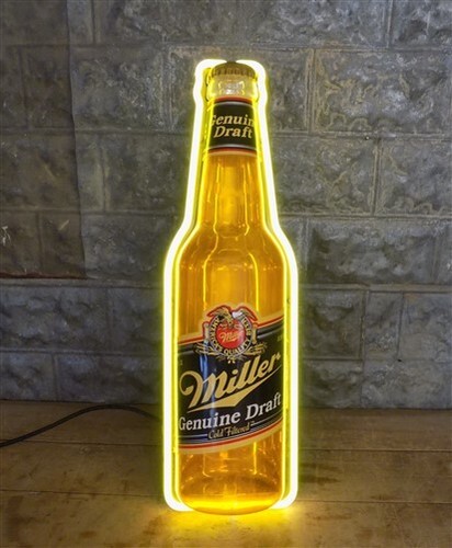 Miller Genuine Draft Beer Bottle Neon Light Sign, Alcohol Advertising ...