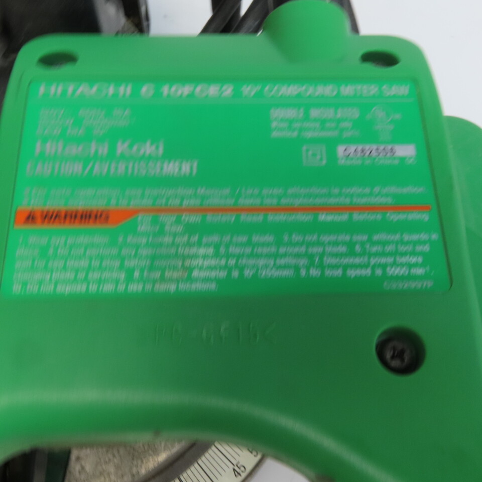 Hitachi C10FCE2 10" Compound Miter Saw 120V 15A 5000 RPM | eBay