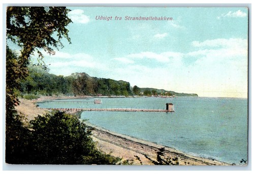 c1910 Ship Landing View from Solrod Strand Møllebakken Denmark Postcard ...