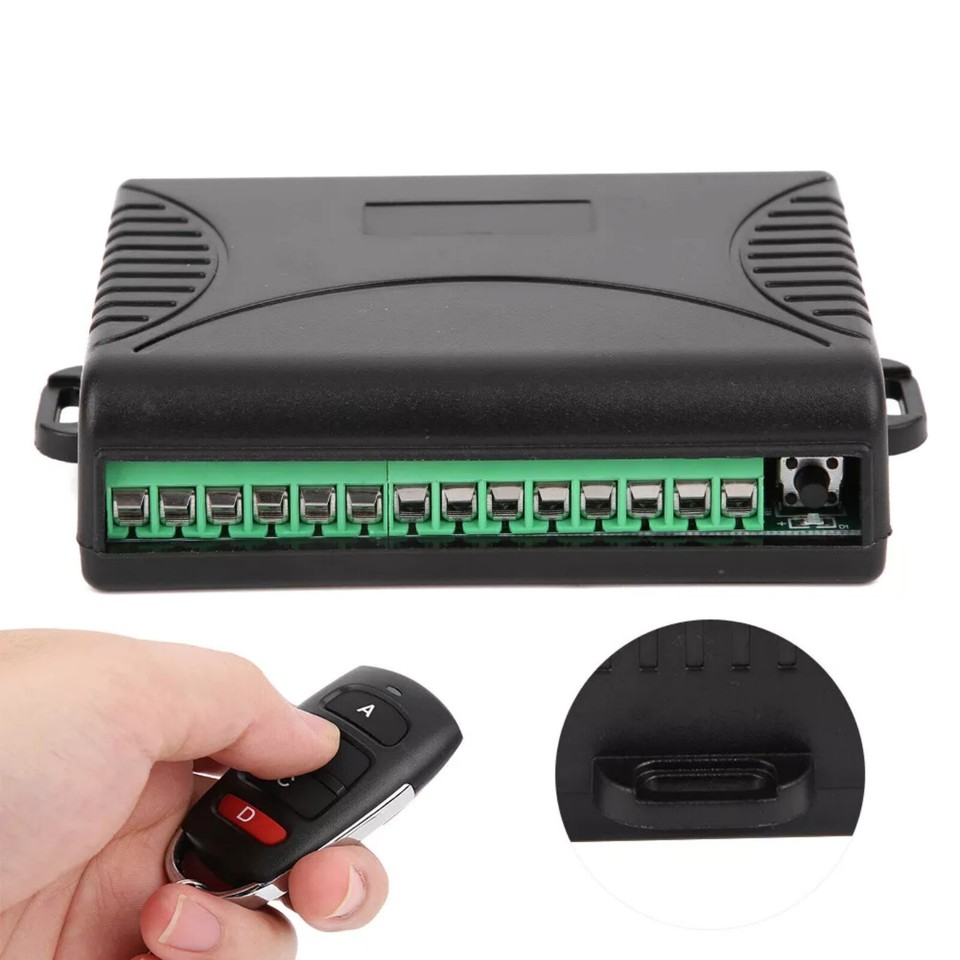 Remote Control 4 Channel Receiver+Transmitter Relay Switch Light ...