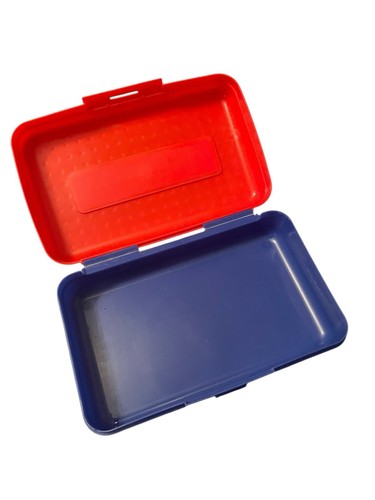 2 SPACEMAKER Pencil Crayon Boxes 1993 Vintage Red/Blue & Silver/Black ...