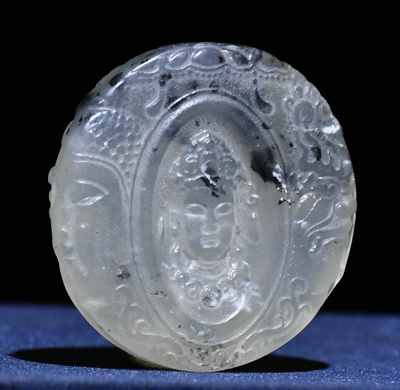 5CM Alte chinesische Dynastie Xiu Jade Carving Kwan-yin GuanYin Dragon ...
