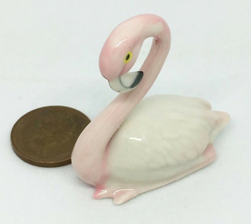 Large Pink & White Ceramic Flamingo Tumdee Dolls House Garden Bird ...