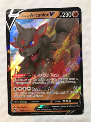 Pokémon TCG Hisuian Arcanine V Silver Tempest 090/195 Holo Ultra Rare ...