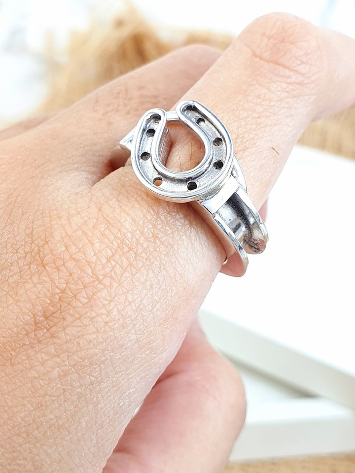 Sterling silver equestrian ring with Horseshoe | RG887836 | eBay