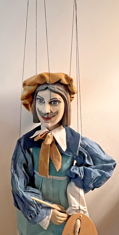 Vintage Marionette Theatre Puppet A Painter All Hand Made Wood OOAK | eBay