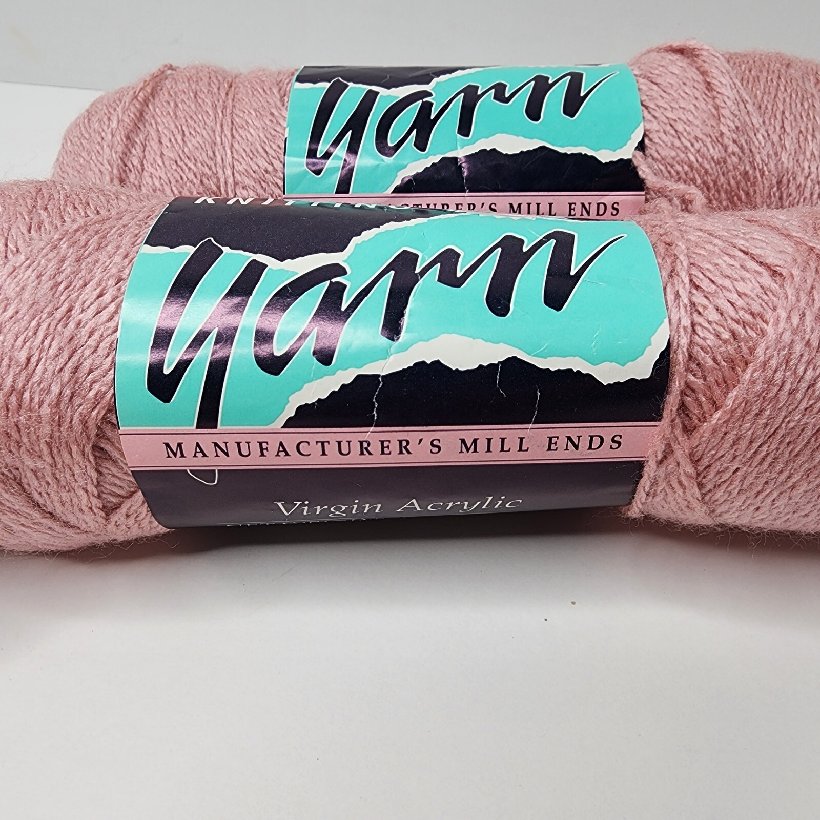 Vintage Lot 2 Skeins Manufacturers Mill Ends Pale Rose Hand Knitting ...