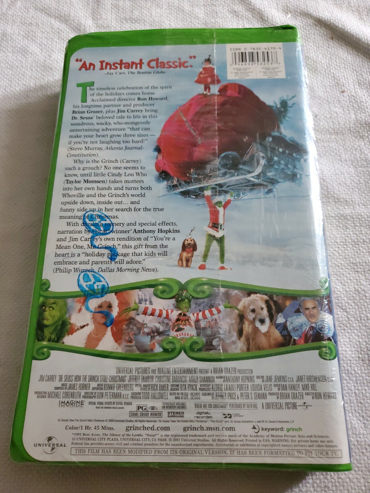 How the Grinch Stole Christmas (VHS, 2001, Includes Plush Toy) for sale ...