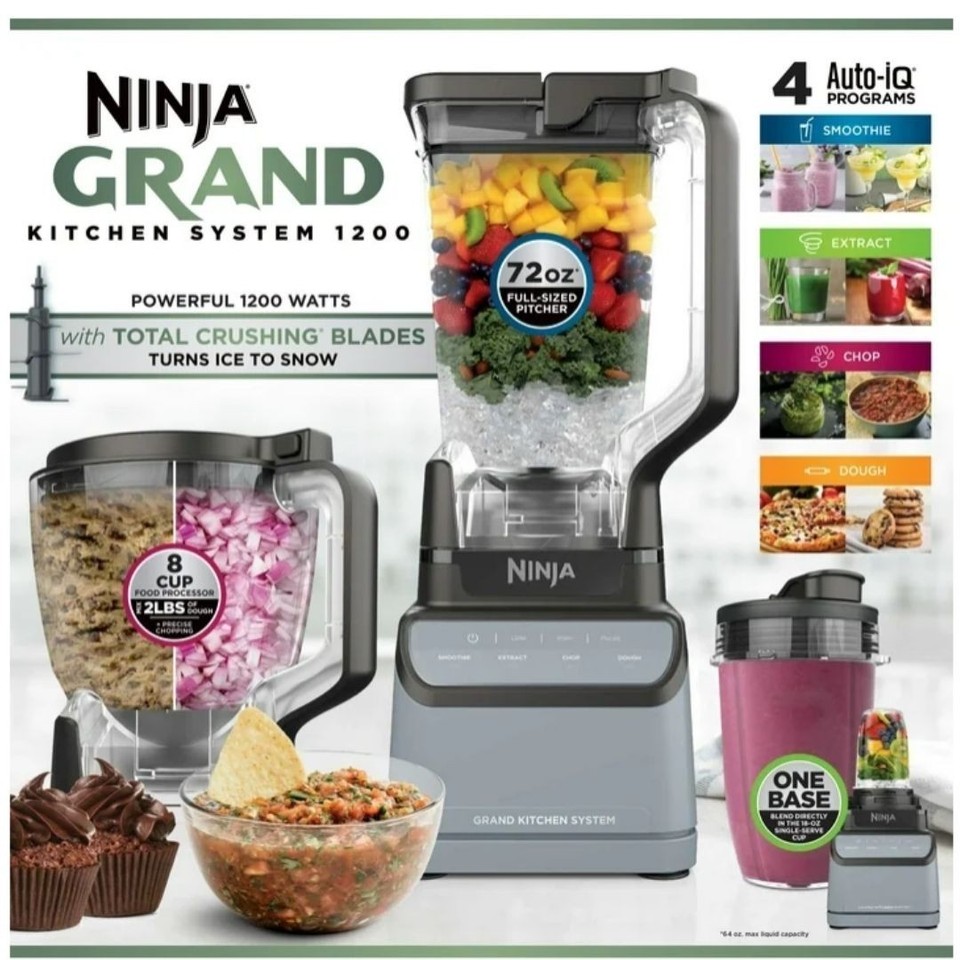 Ninja Grand Kitchen System 1200, Blender & Food Processor Combo, 4 ...