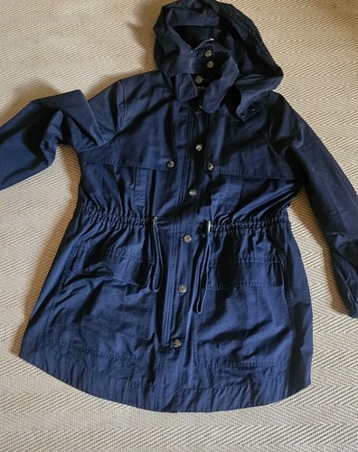 Hobbs Hooded Mac Jacket Size 18 Navy Blue Worn Few Times | eBay