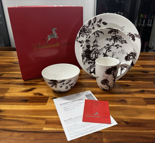 Lenox Toile Tale Chocolate 4-pc Set – Scalamandré Pagoda Floral – NIB ...