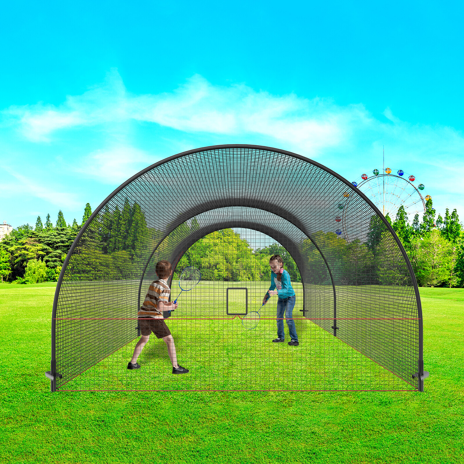 VEVOR 22FT Softball Baseball Cage Net and Frame Heavy Duty Pitching ...