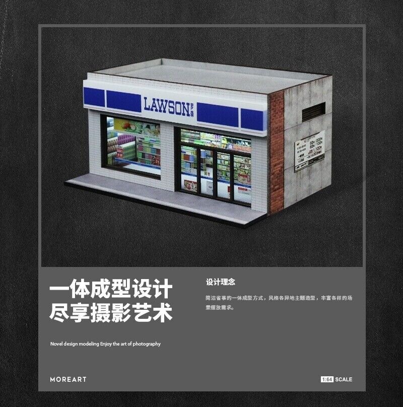 1:64 Diorama Store Building Model LED City Street View Parking Lot ...