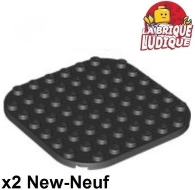 Lego 2x Plate Round plaque ronde 8x8 Rounded Corners coin arrondi noir ...