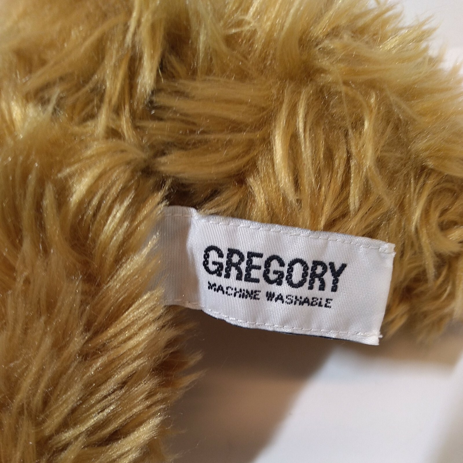 Russ Berrie Gregory Teddy Bear Shaggy Golden Brown Burgundy Ribbon 10 ...