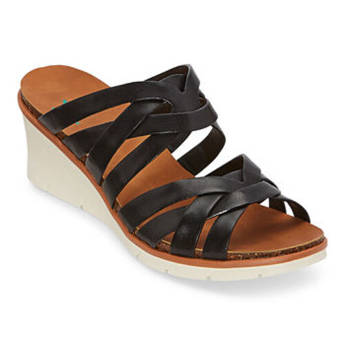 Yuu Women's Brynna Wedge Sandals Size 9.5M Black Open Toe Cushioned NEW ...