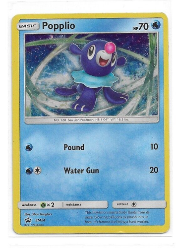 Popplio SM24 Black Star Promo Holo Pokemon Card LP | eBay