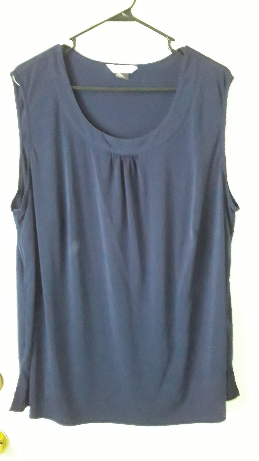 Alia Women's plus size 2X Navy Tank Top Pullover Stretch gathered neck ...