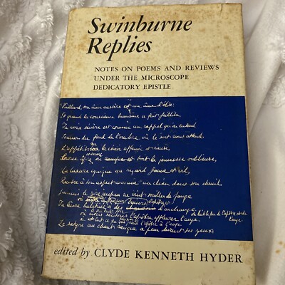 Swinburne Replies Clyde Kenneth Hyder 1966 1st Edition Excellent ...