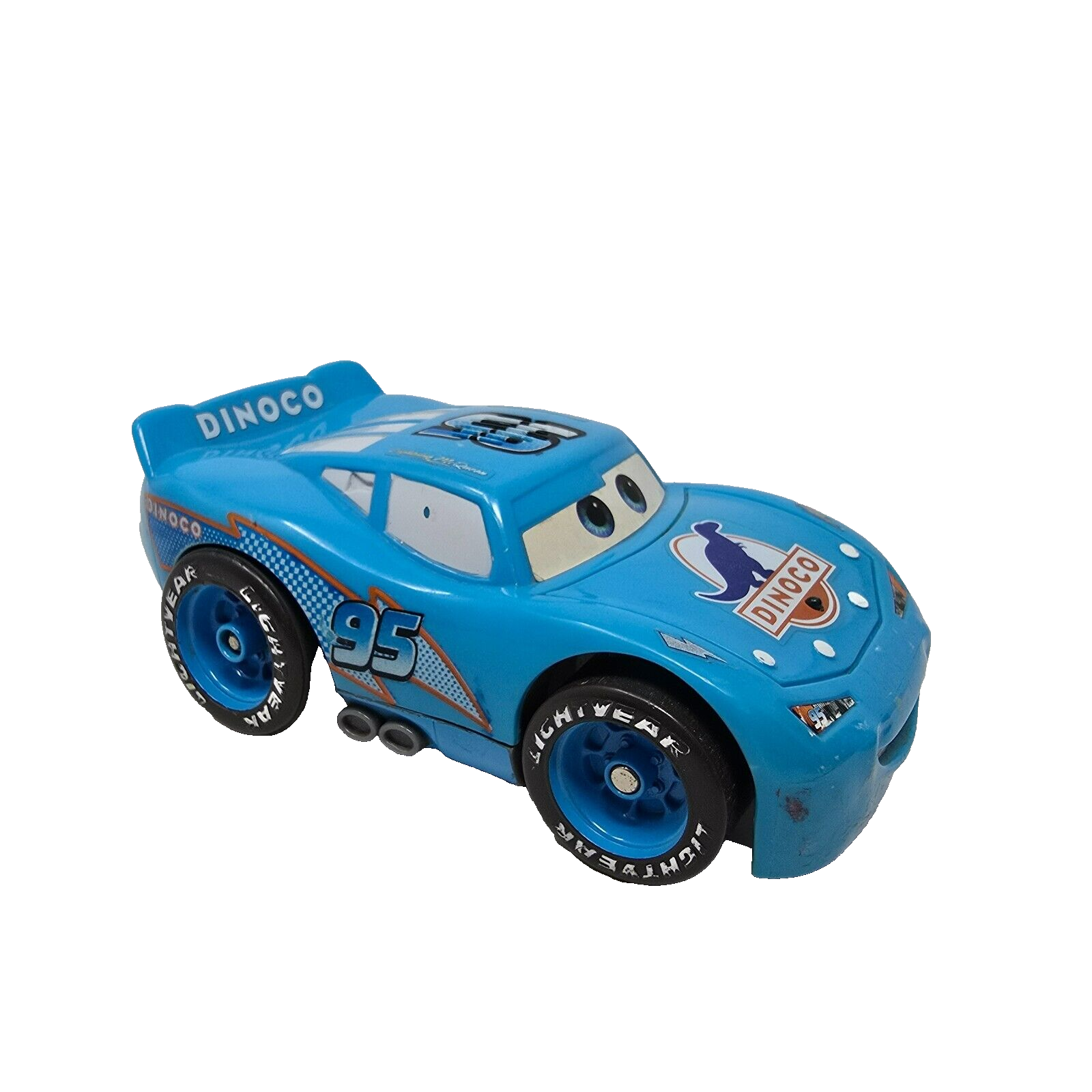 Dinoco Lightning McQueen #95 Blue Shake N Go Car Disney Pixar 2005 ...