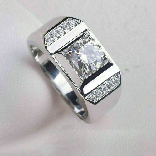 2.36 Ct Round Simulated Diamond Engagement Men's Band Ring 925 Sterling ...